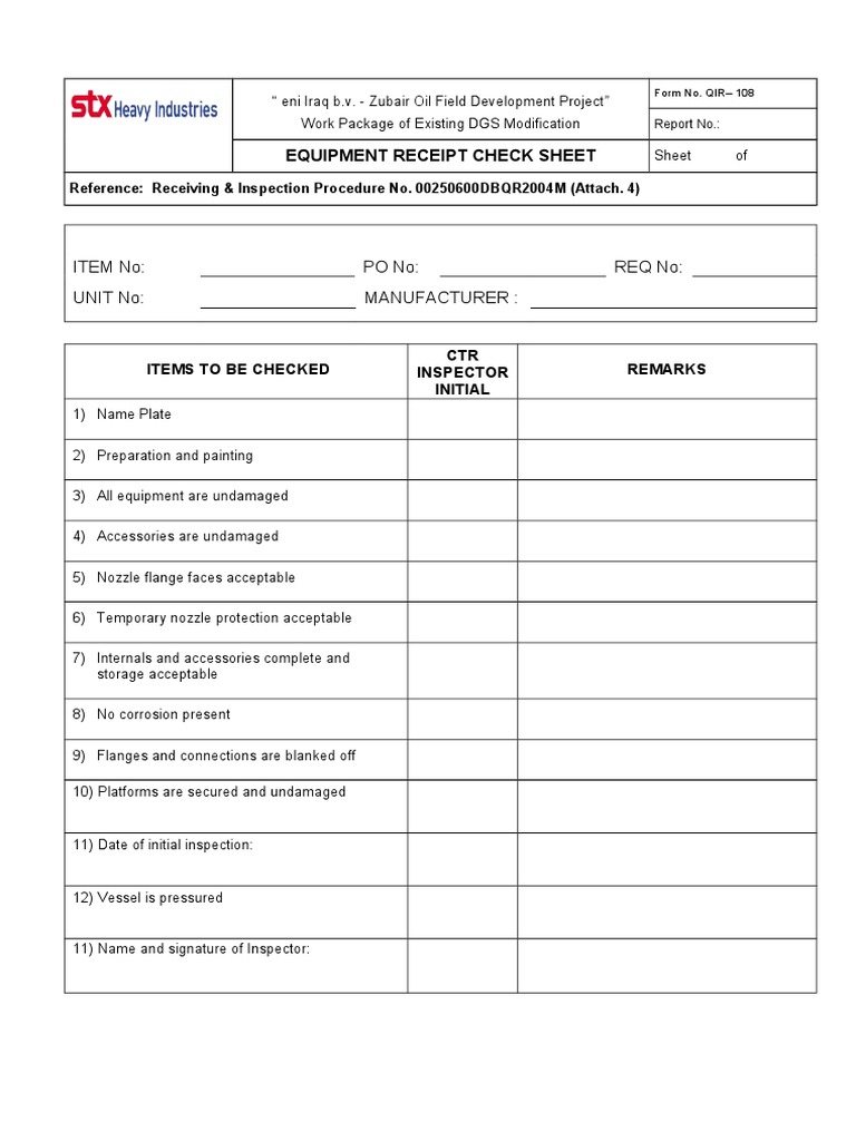 Equipment Receipt Checklist | PDF | Business | Computers