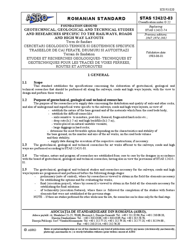 Stas 1242-2-83-Eng | PDF | Reconnaissance | Geotechnical Engineering