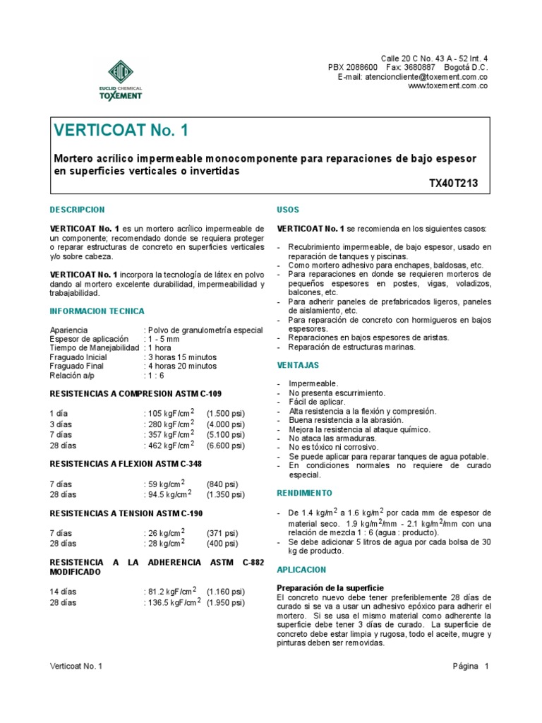 Verticoat No. 1 | PDF | Acero | Agua