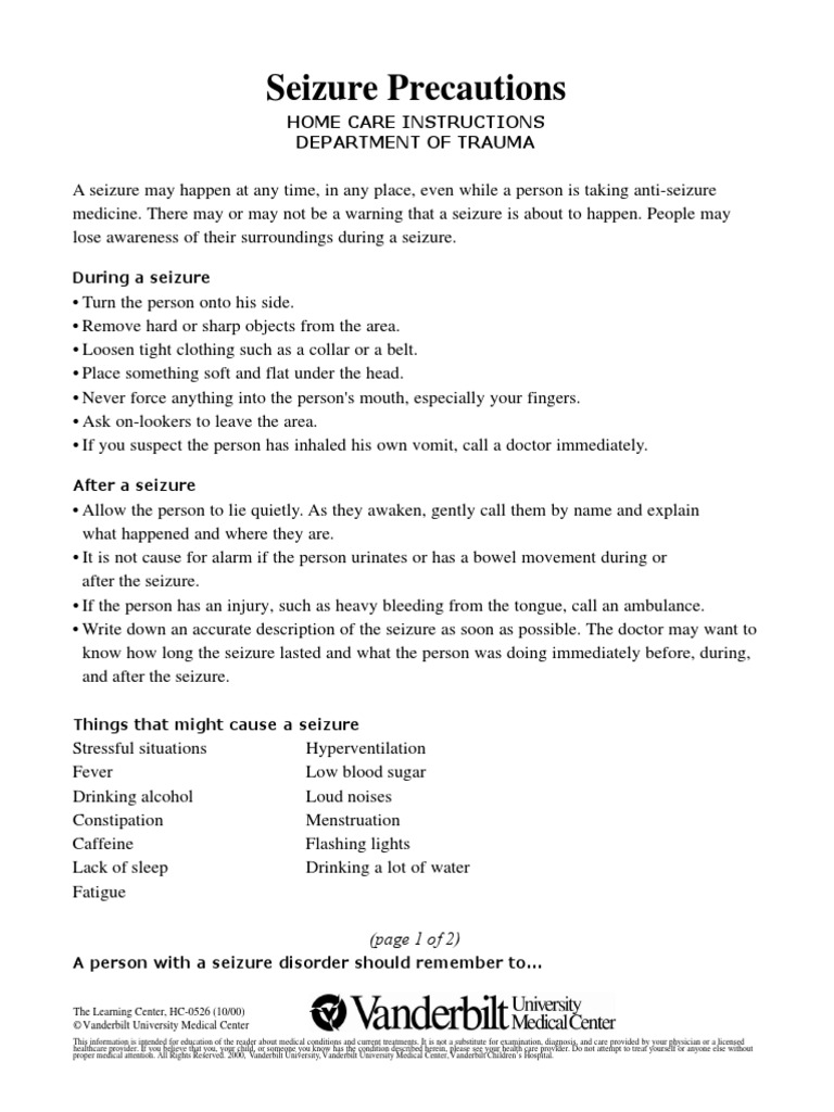 Seizure Precautions | PDF | Physician | Medicine