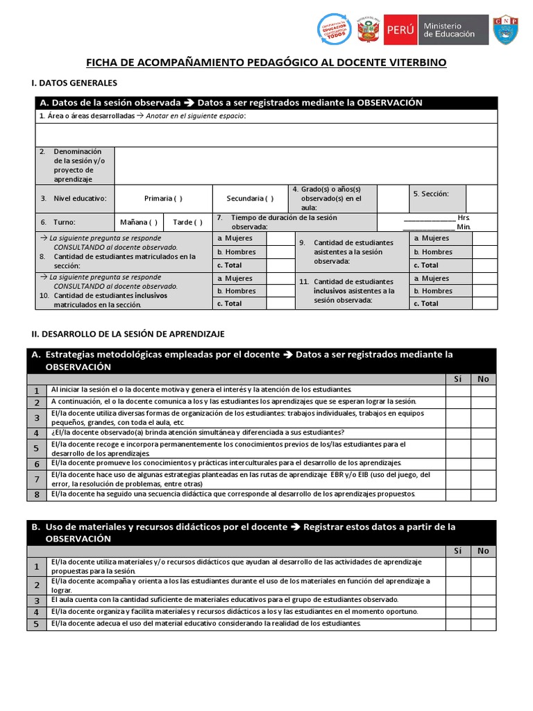 Ficha de Acompañamiento Pedagógico Al Docente