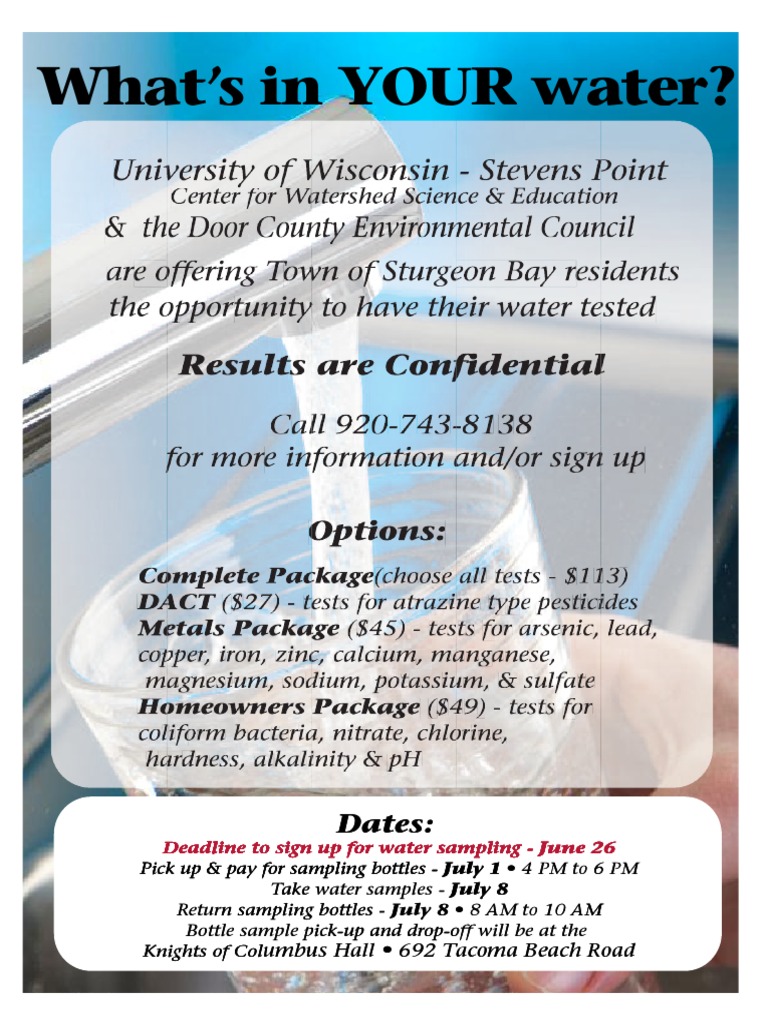 Water Test Flyer | PDF | Plumbing | Water Supply Network