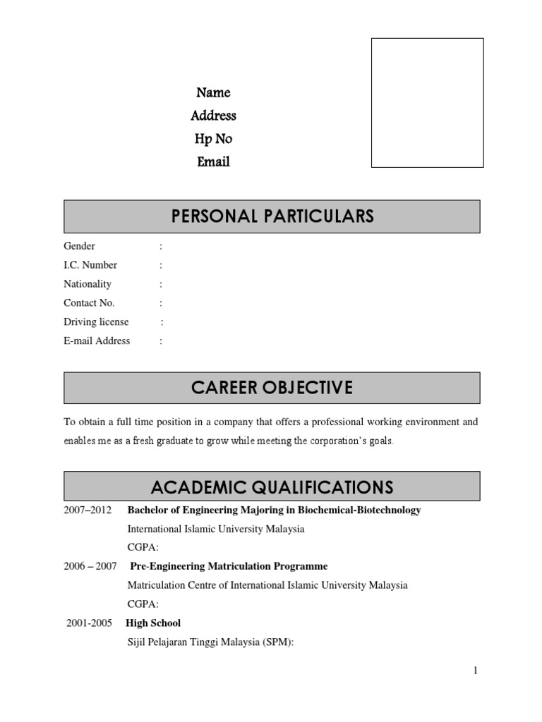 Personal Particulars: Name Address HP No Email | PDF | Engineering ...