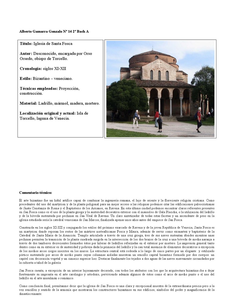 Iglesia Santa Fosca | PDF | Estilos arquitectonicos | Diseño arquitectonico