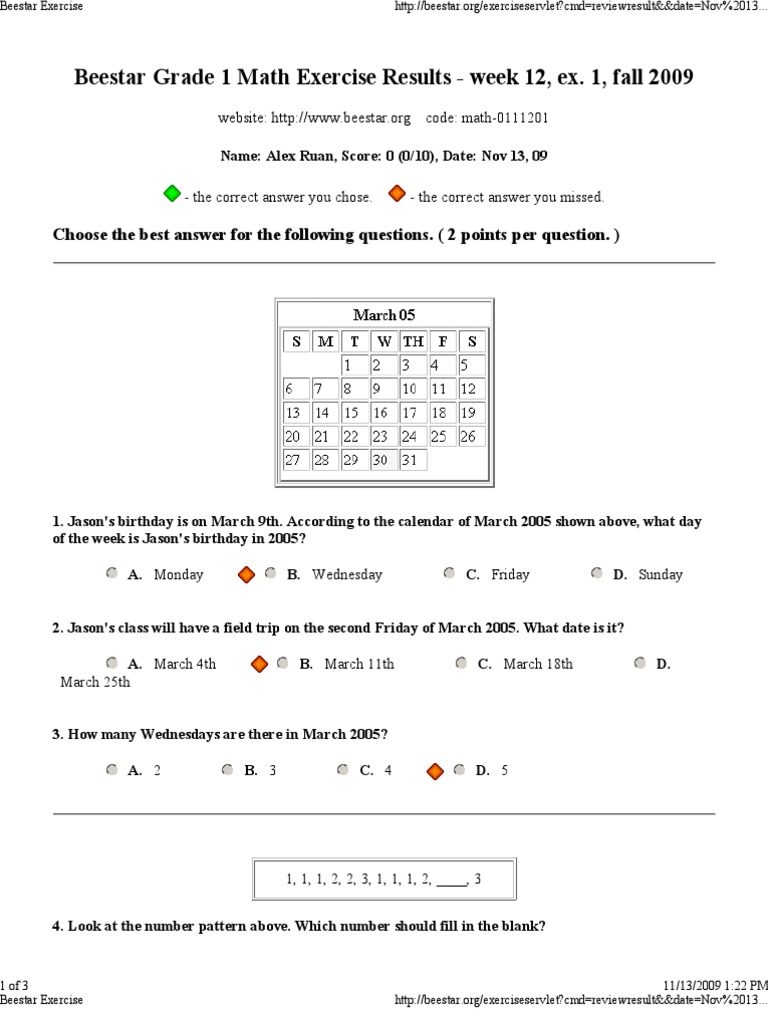 Beestar Exercise | PDF | Teaching Mathematics