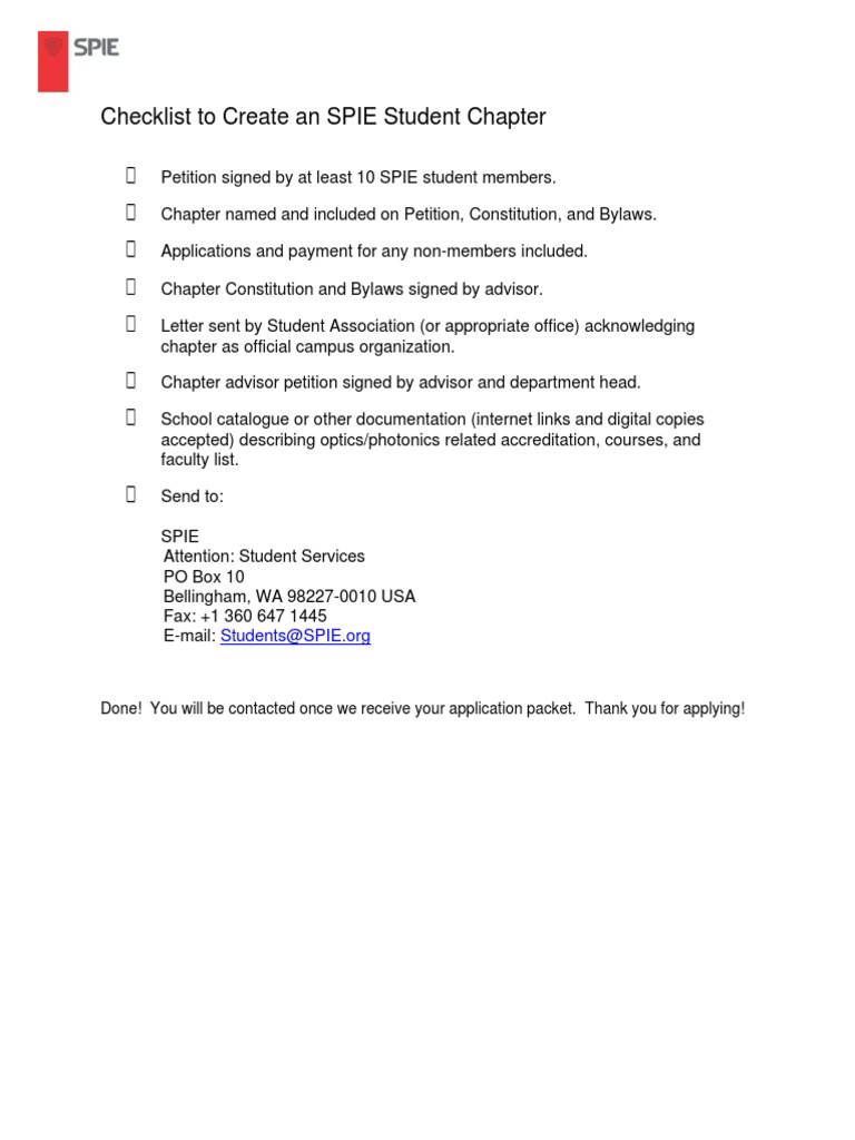 SPIE Student Chapter Template | PDF | Spie | Board Of Directors