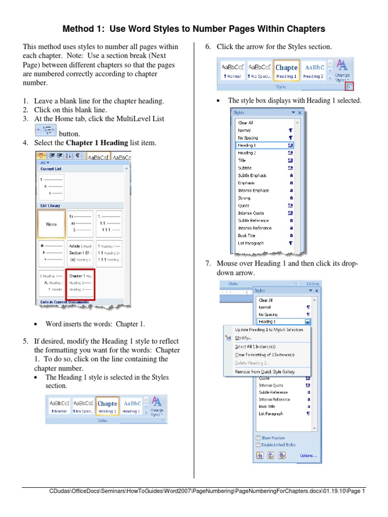 Page Numbering For Chapters | PDF | Paragraph | Writing