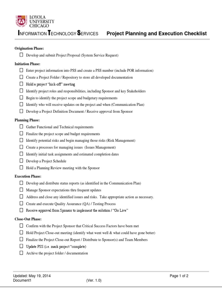 Project Checklist | Download Free PDF | Project Management | Accountability