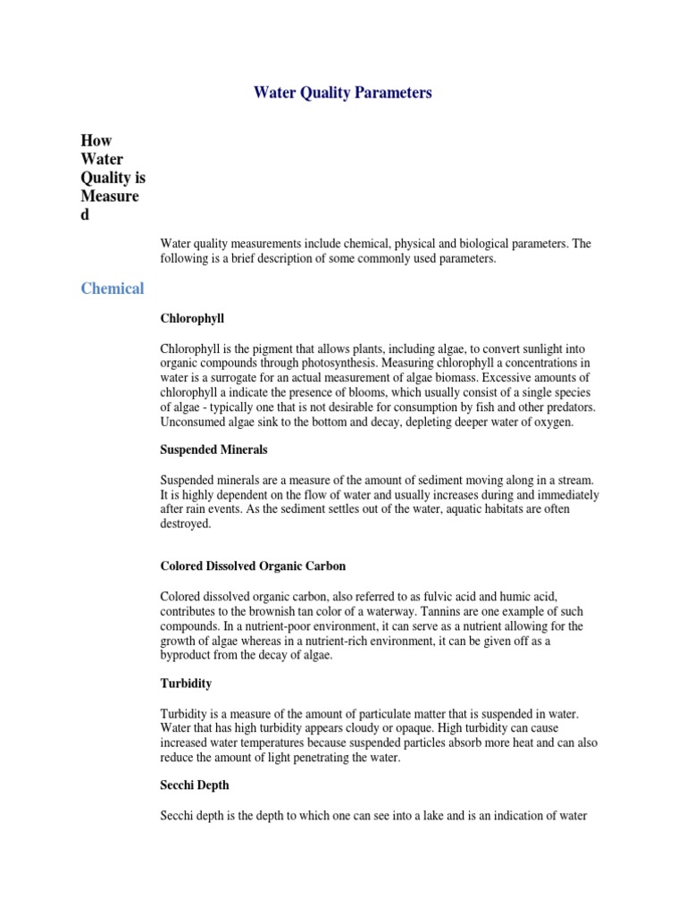 Water Quality Parameters | PDF | Water Quality | Water