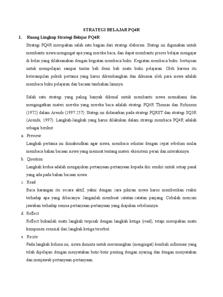 Strategi Belajar Pq4r | PDF