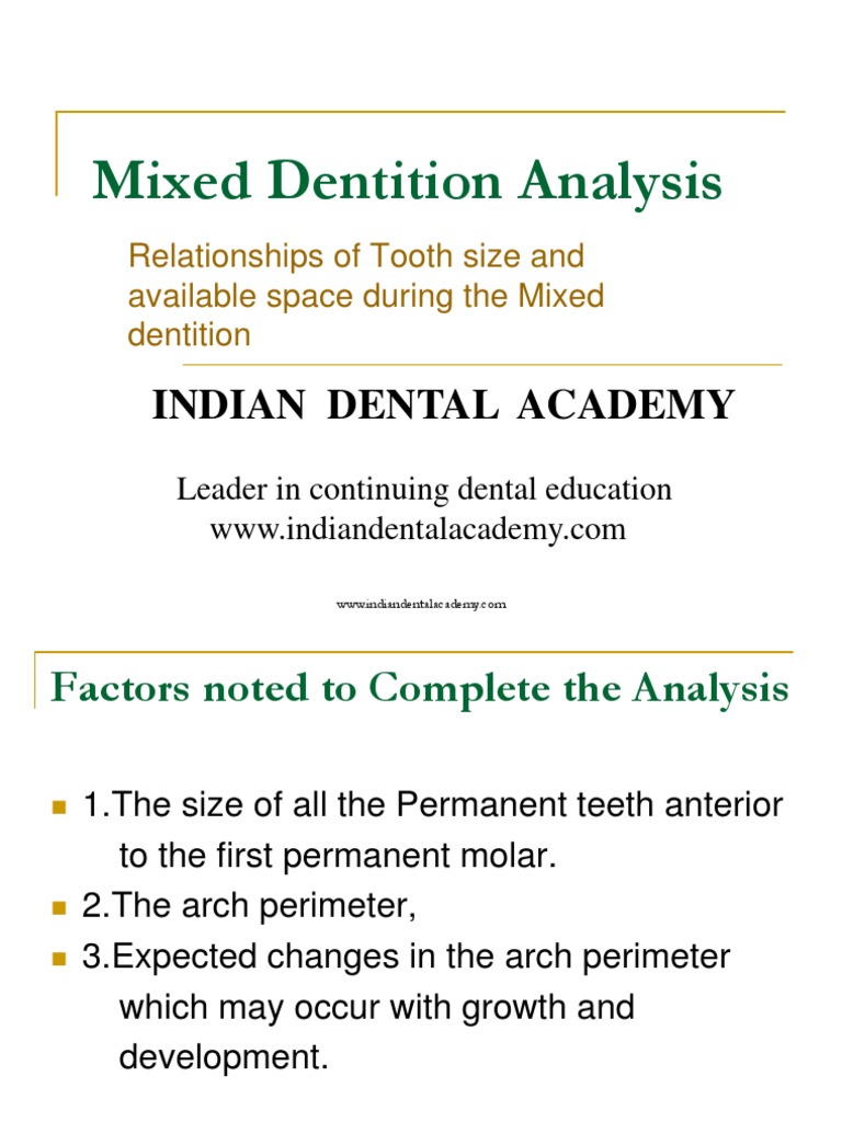 Mixed Dentition Analysis. / Orthodontic Courses by Indian Dental ...