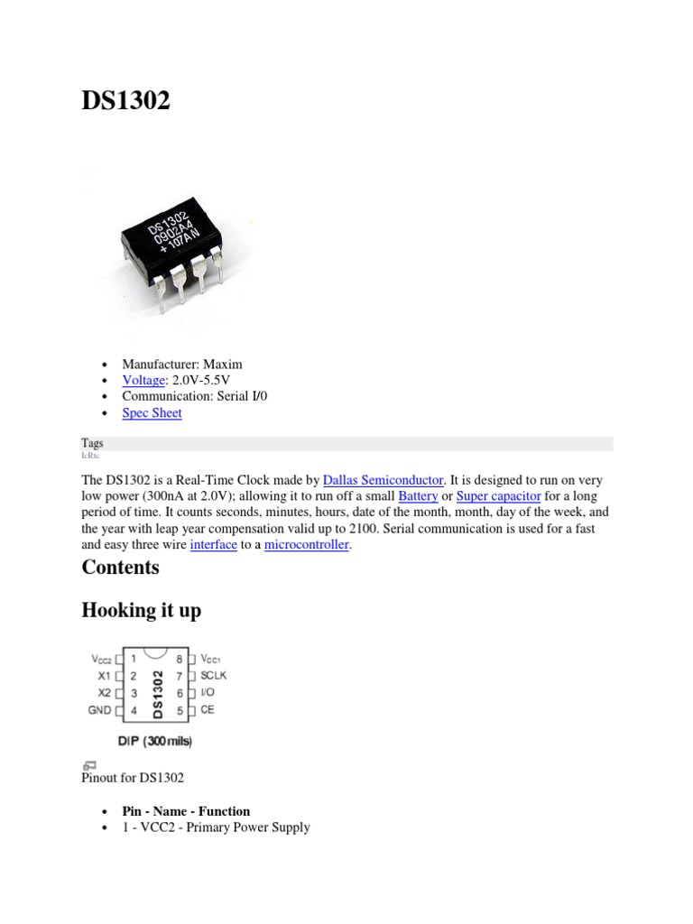 DS1302 Data Manual | PDF | Binary Coded Decimal | Damages