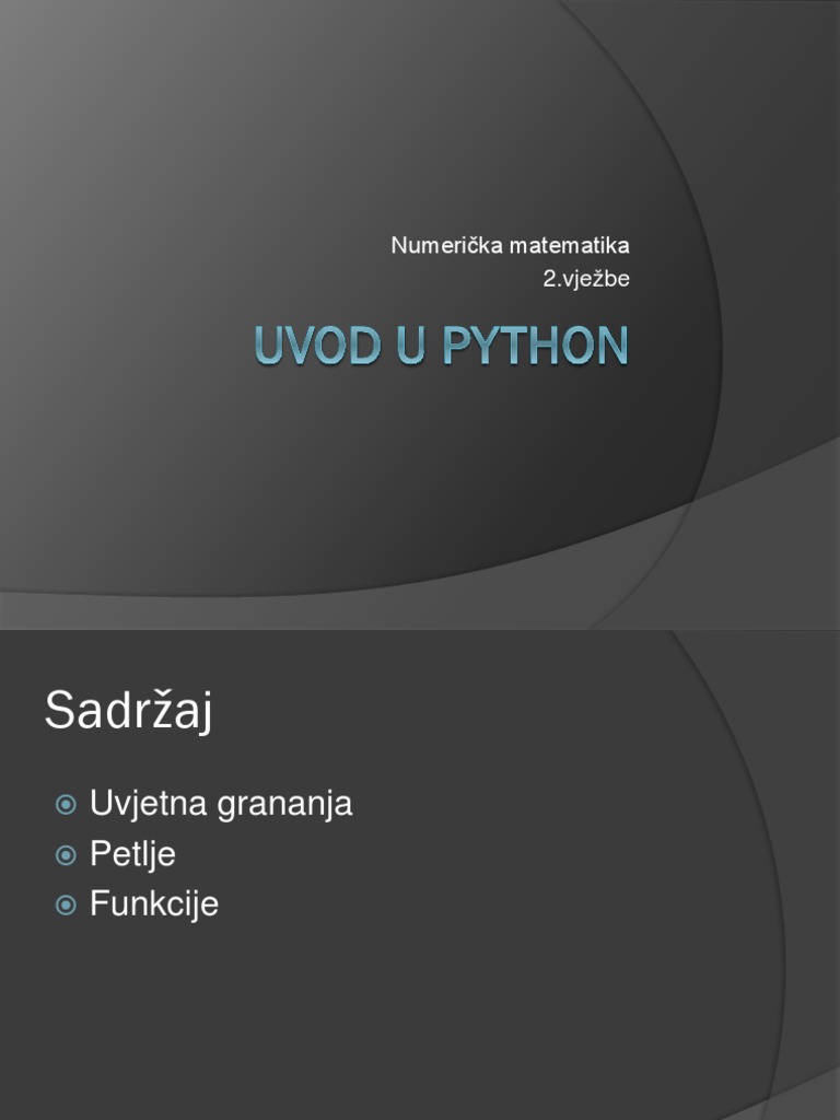 Uvod U Python - 2.vježbe PDF | PDF