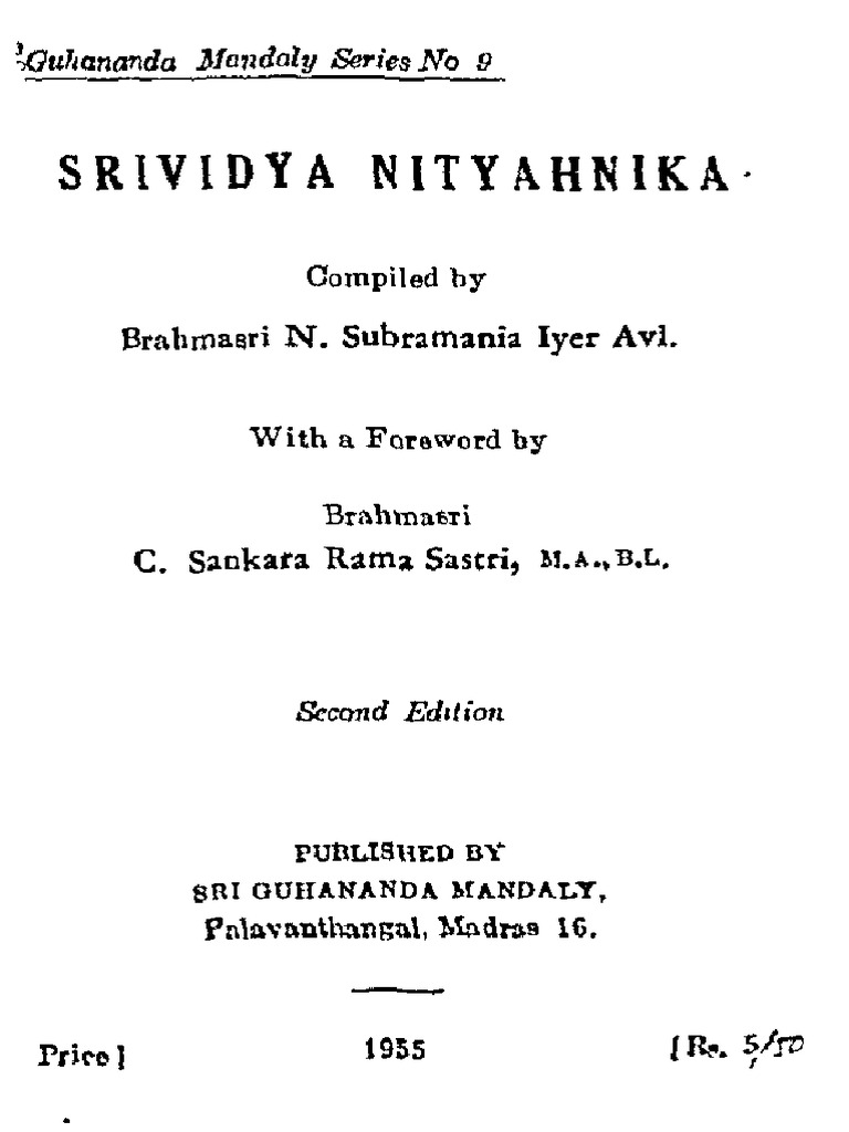 SriVidya Nitya Ahnikam | PDF