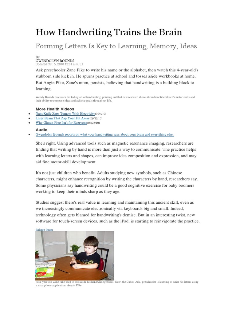 How Handwriting Trains The Brain | PDF | Magnetic Resonance Imaging ...