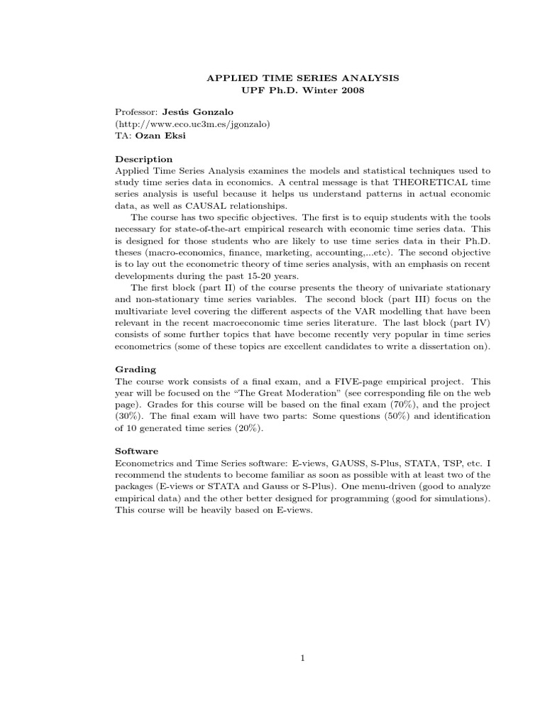 Applied Time Series Analysis | PDF | Time Series | Stationary Process Applied Time Series Analysis | PDF | Time Series | Stationary Process