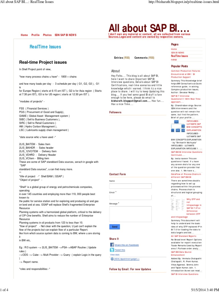 All About SAP BI.... - Real Time Issues | PDF | Database Index | Real ...