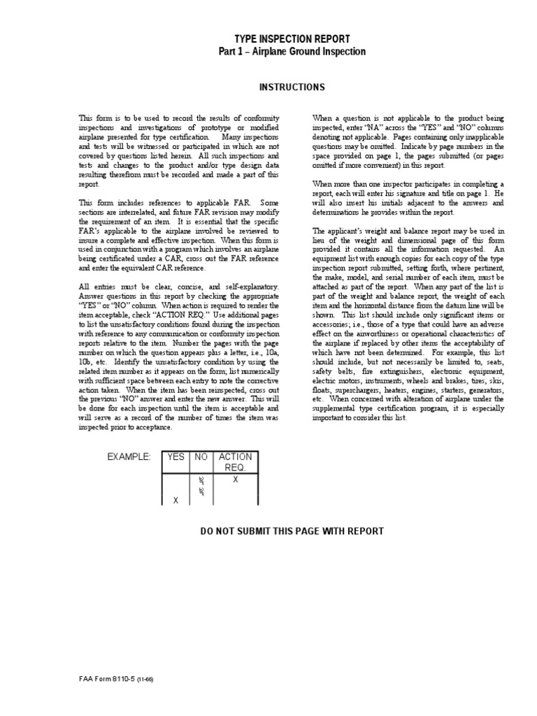 Type Inspection Report Part 1 - Airplane Ground Inspection ...