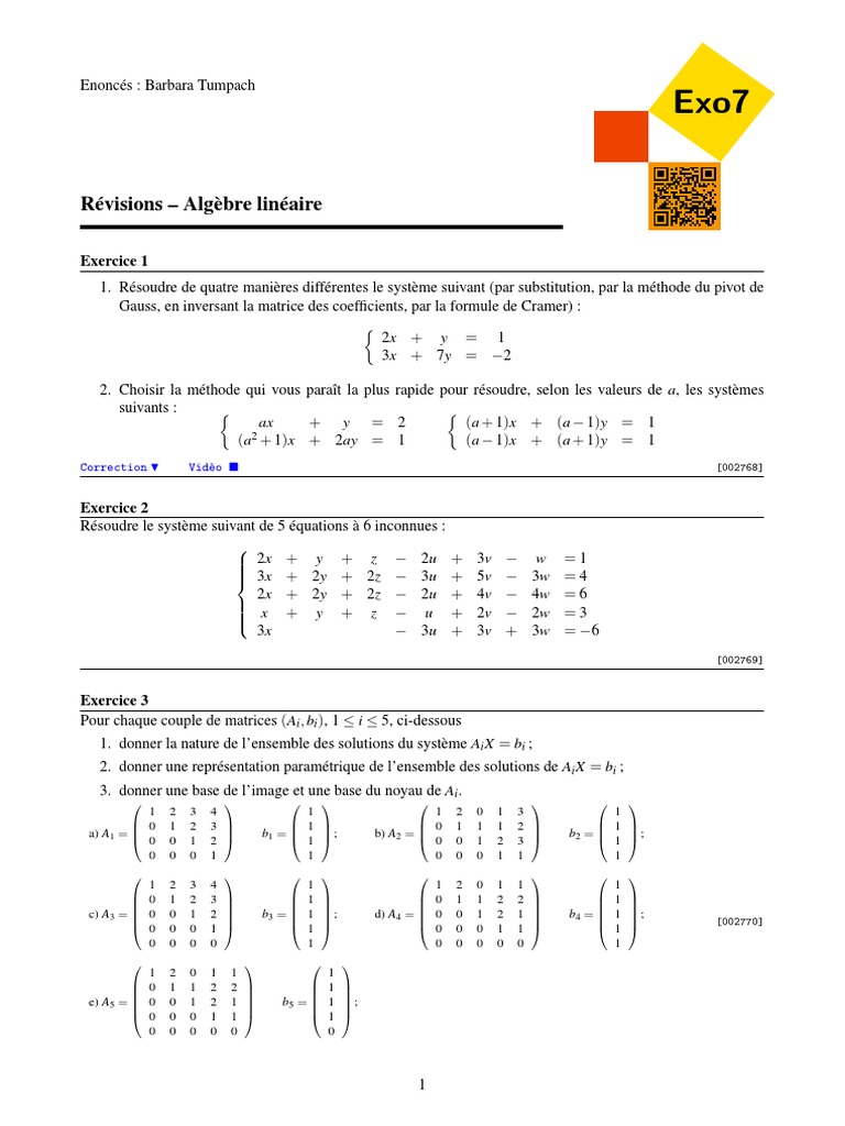 Bibmath Algebre | PDF | Matrice (Mathématiques) | Espace vectoriel