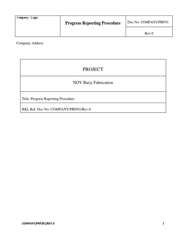 Progress Reporting Procedure Draft | Procurement | Measurement