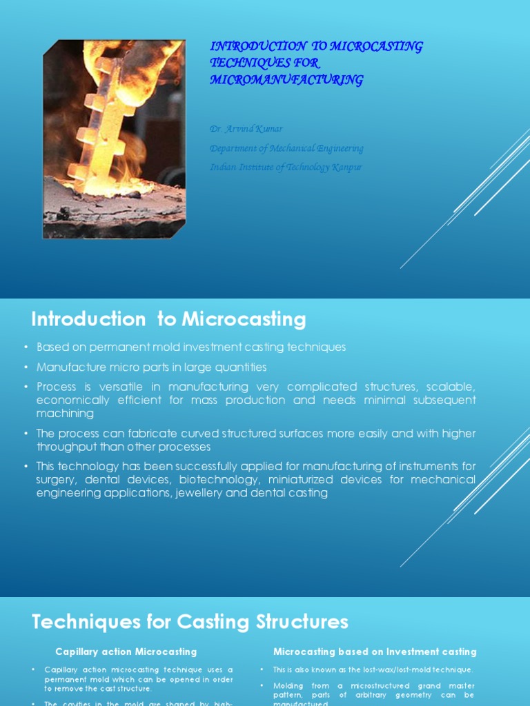 Introduction To Microcasting Techniques For MicroManufacturing | PDF ...