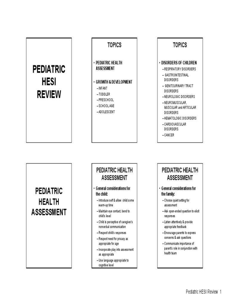 Pediatric HESI Review Overview | PDF | Child Development | Relationships