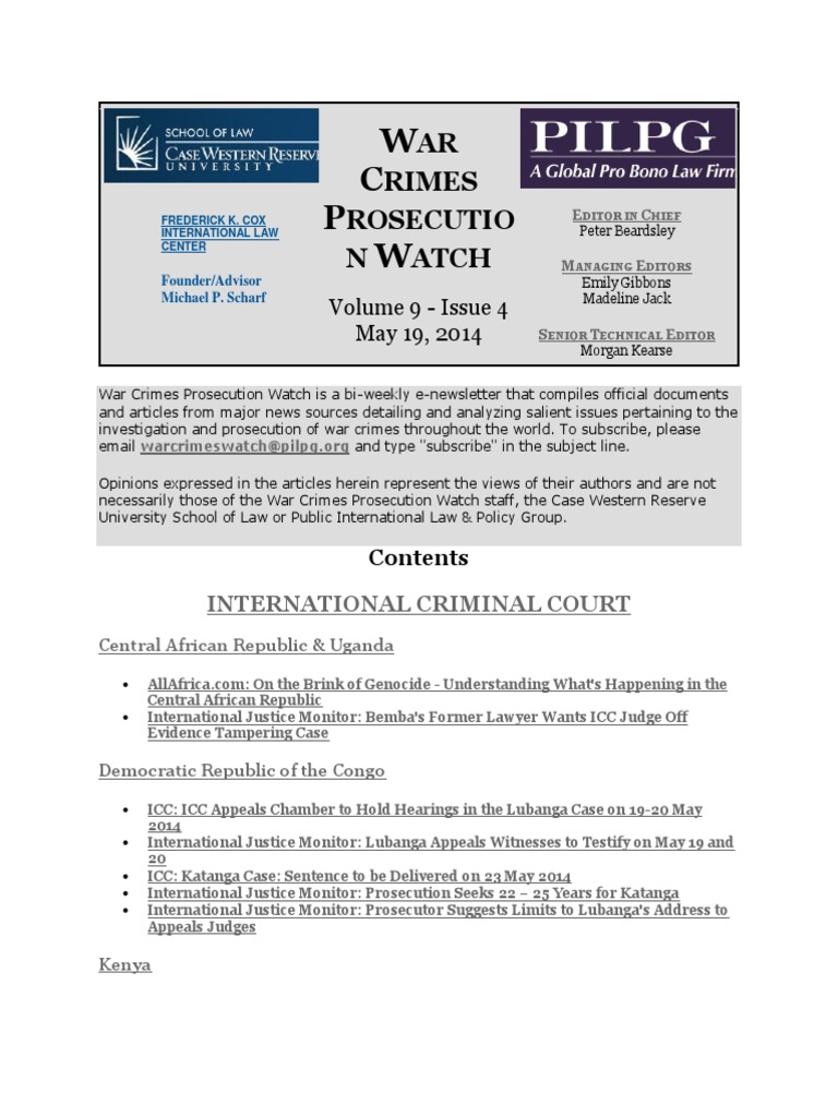 WAR CRIMES PROSECUTION WATCH Volume 9 - Issue 4 May 19, 2014 | PDF ...