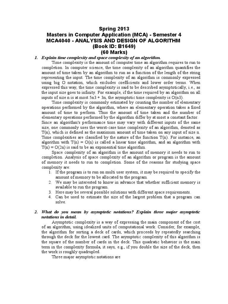 Design & Analysis of Algorithms | Download Free PDF | Time Complexity | Computational Complexity ...