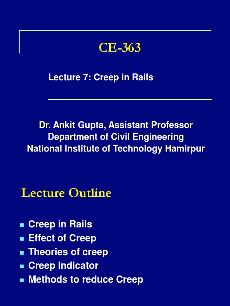 Lecture 7: Creep in Rails | PDF | Track (Rail Transport) | Rail ...