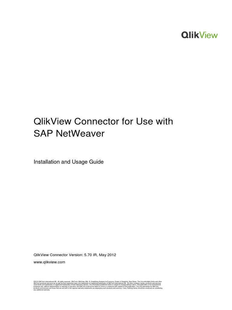 Qlikview Connector For Use With Sap Netweaver: Installation and Usage Guide | PDF | Installation ...
