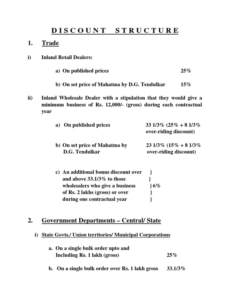 Discount Structure Overview | PDF