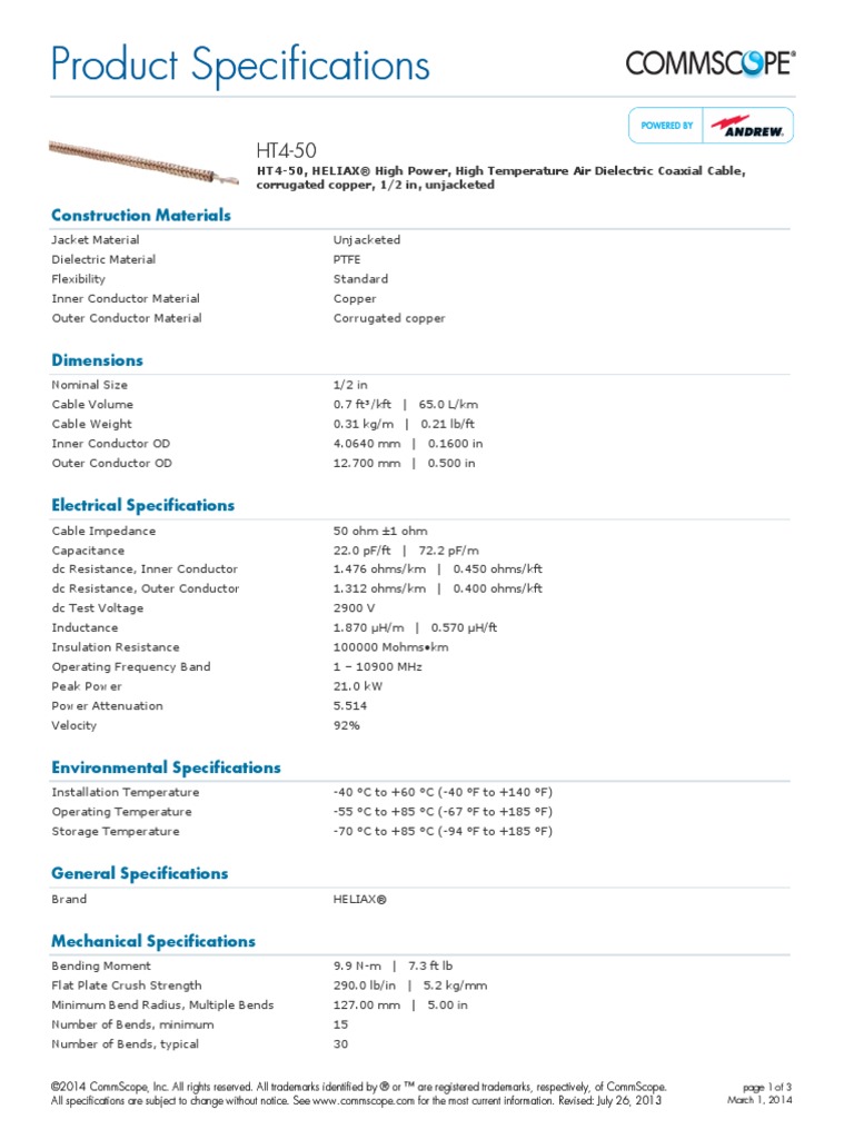 Andrew HT4 50 | PDF | Quantity | Electronics