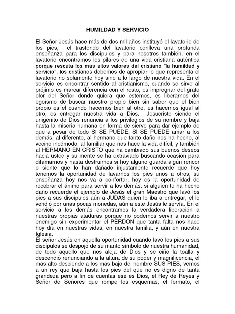 Humildad y Servicio | PDF | Jesús | Amor