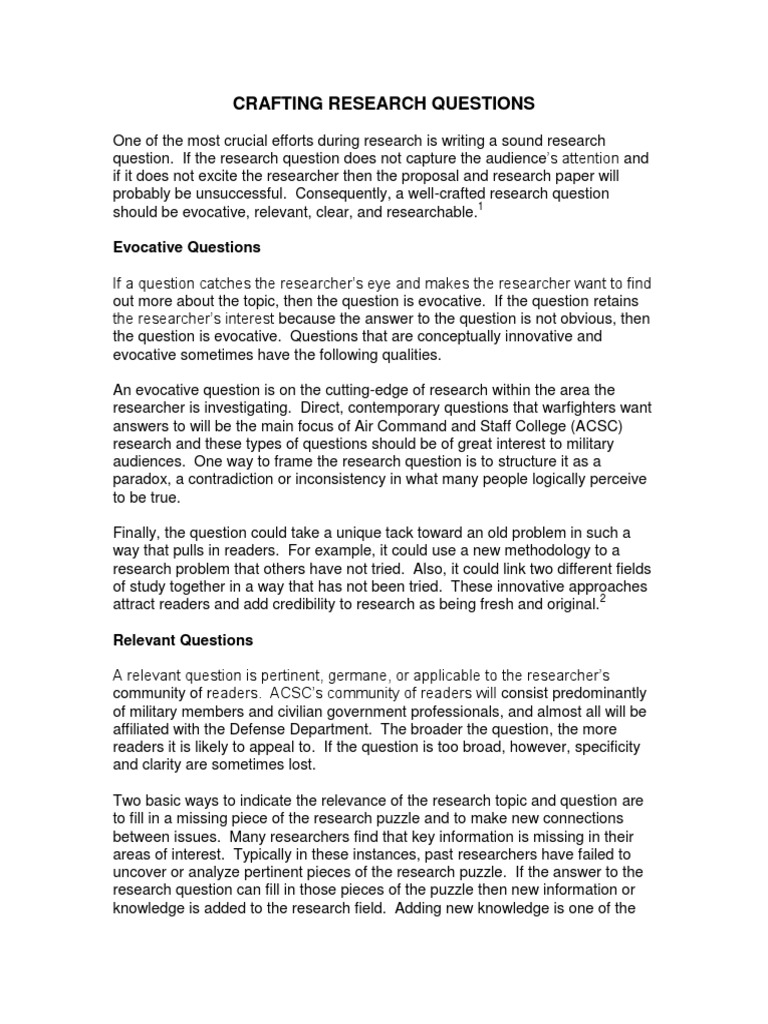 Crafting Research Questions | PDF | Failed State | Epistemology