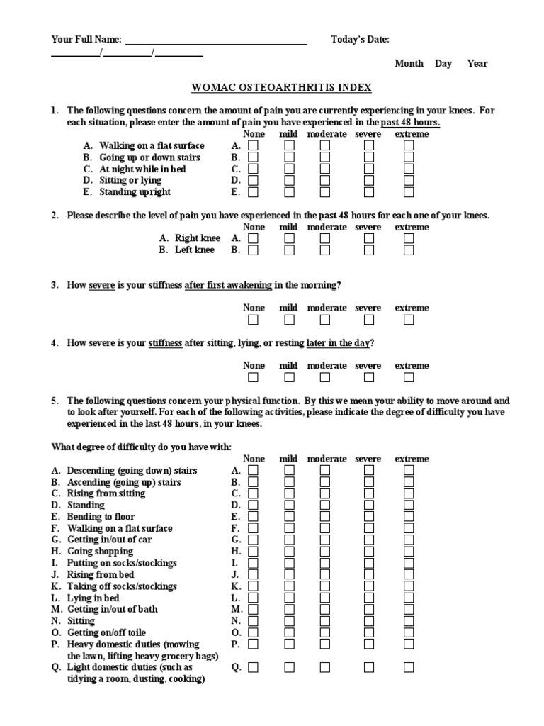Womac Osteoarthritis Index | PDF