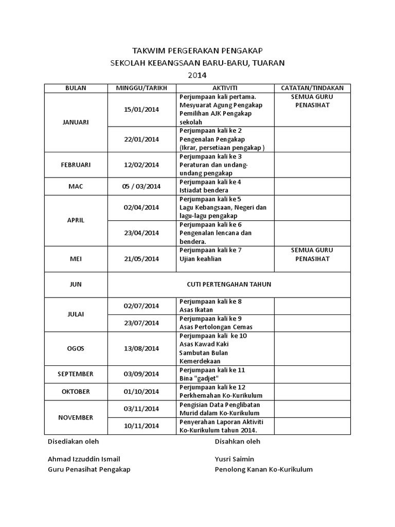 Takwim Pergerakan Pengakap | PDF