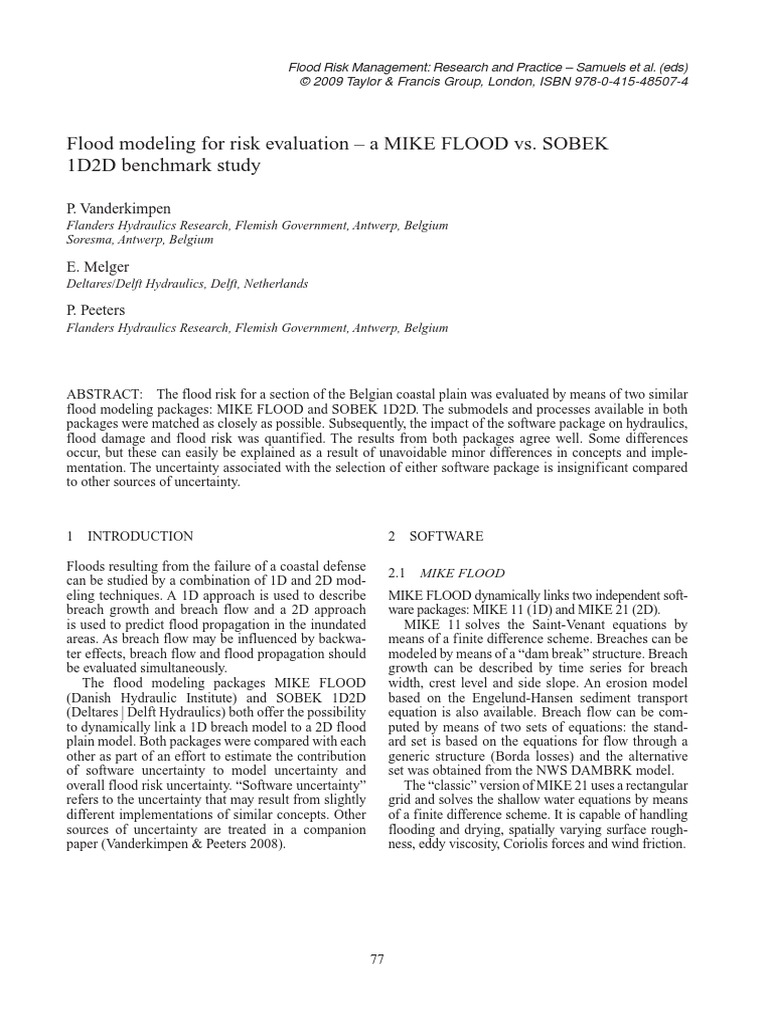 Flood Modeling For Risk Evaluation - A MIKE FLOOD Vs SOBEK 1D2D ...