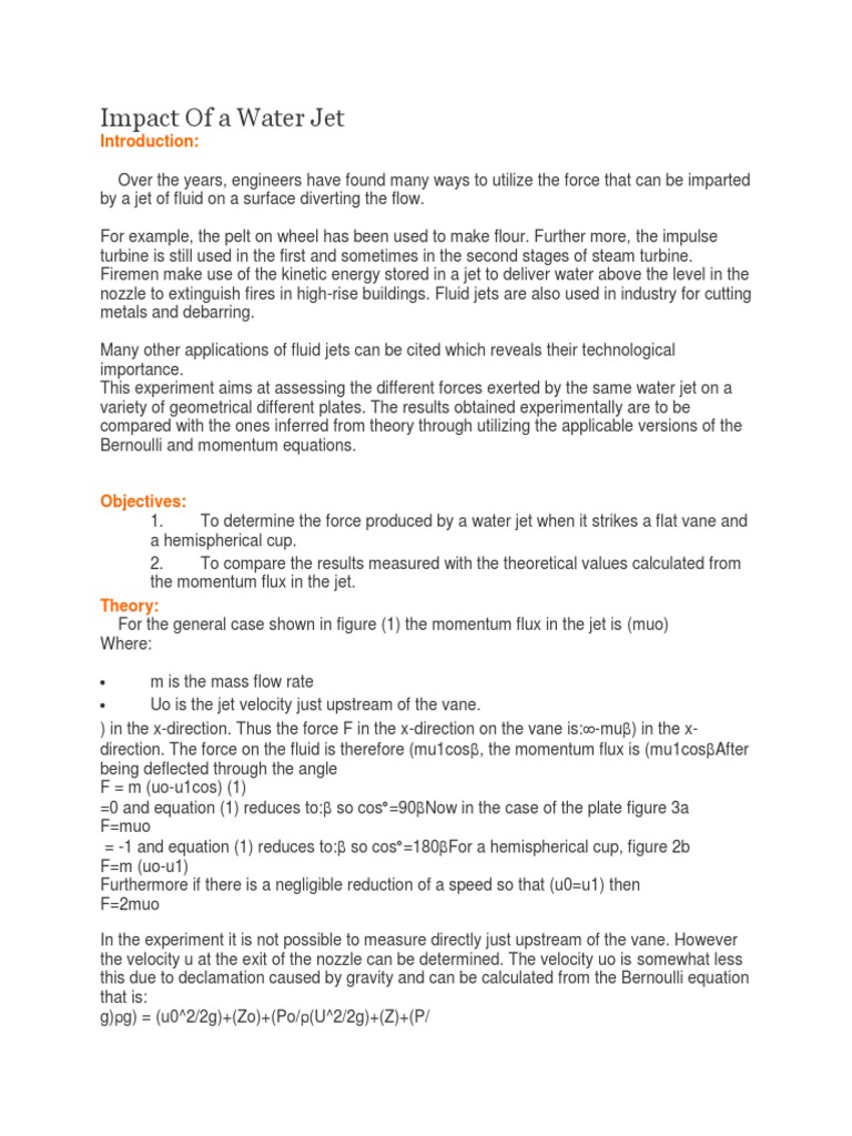 Impact of A Water Jet | PDF | Jet Engine | Turbine