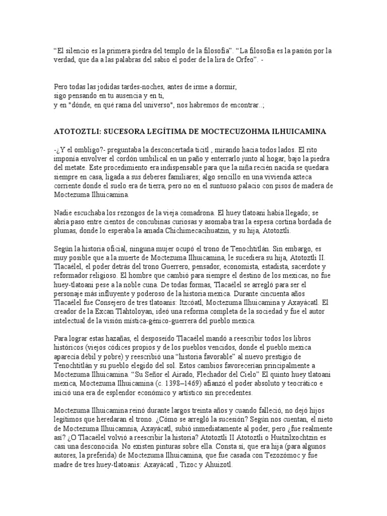 Atotoztli II: Sucesora de Moctezuma | PDF
