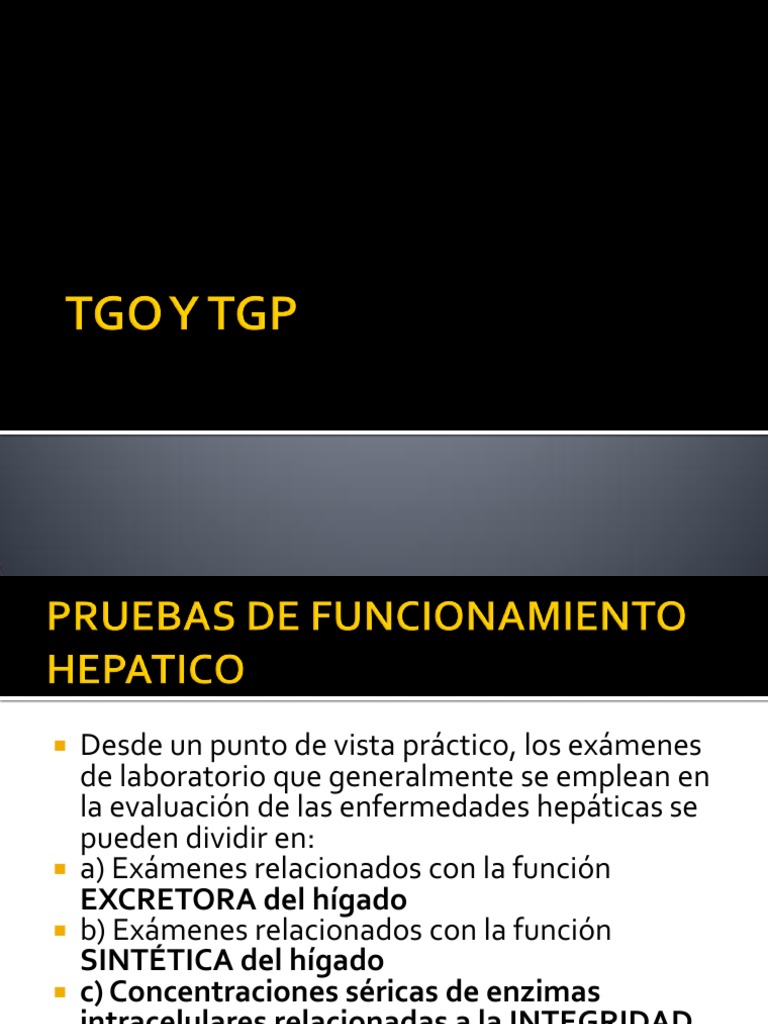 Tgo y TGP | PDF | Transaminasa | Especialidades Medicas