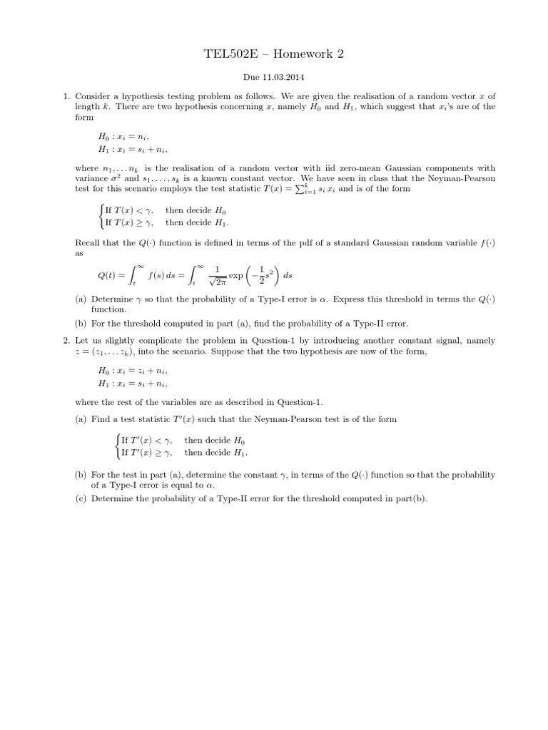 Hypothesis Testing with Neyman-Pearson | PDF