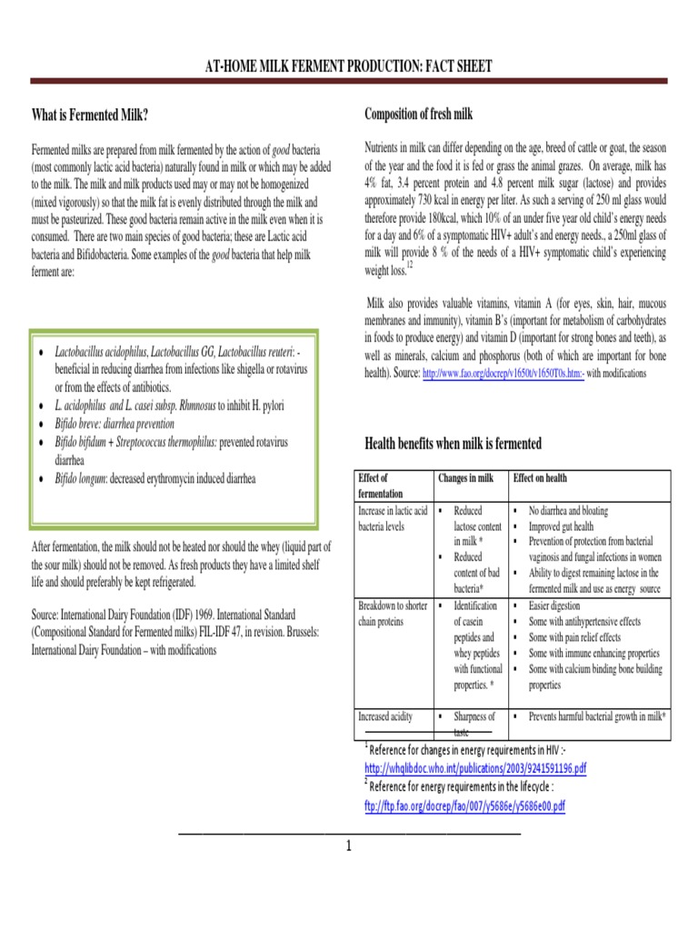 Leaflet - Milk Fermentation | Download Free PDF | Lactobacillus | Milk