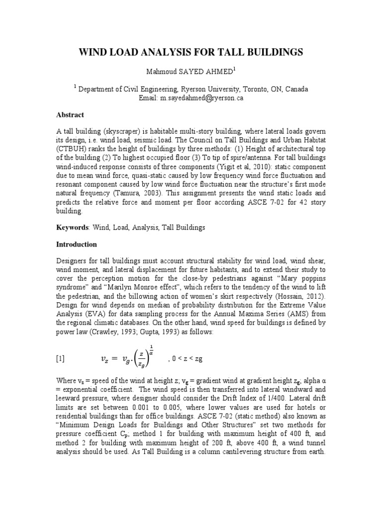 Wind Load Anlysis For Tall Buildings | PDF