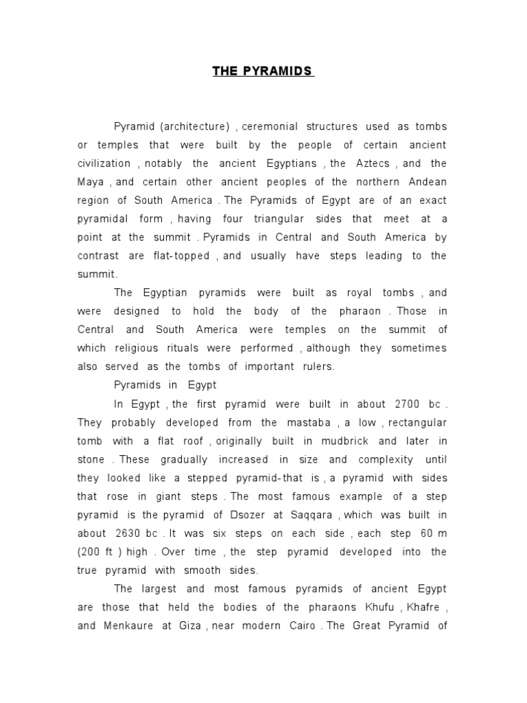 The Pyramids of Egypt | PDF | Pyramid | Ancient Egypt