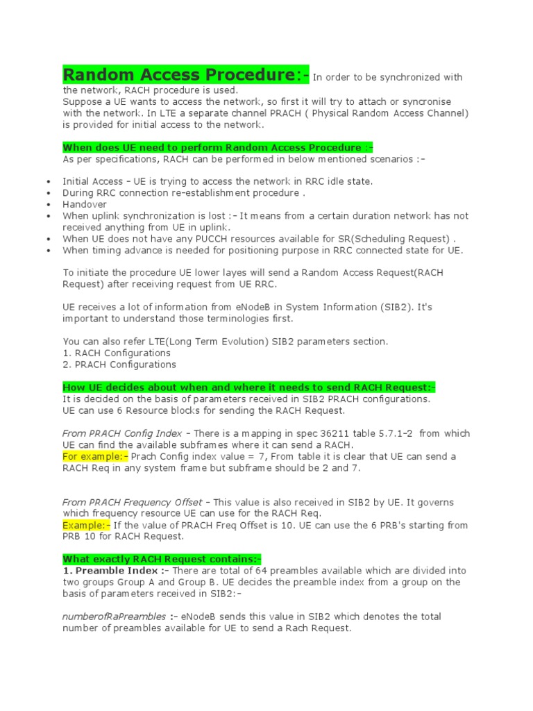 RACH Procedure | Bit | Telecommunications