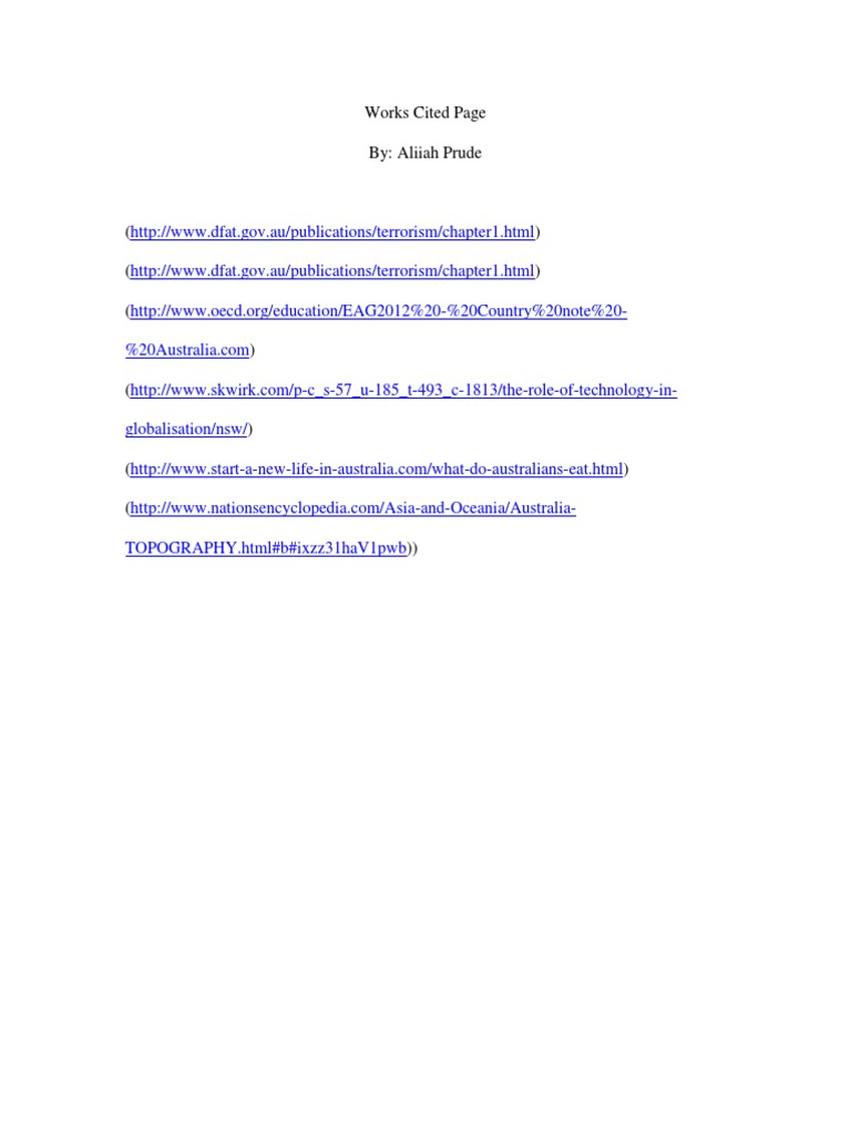 Essential Works Cited for Australia Research | PDF