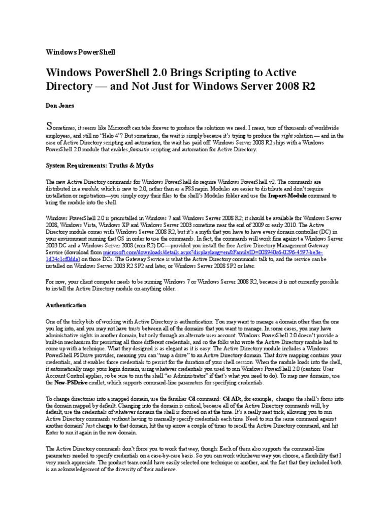 Windows Powershell 2.0 Brings Scripting To Active Directory - and Not ...