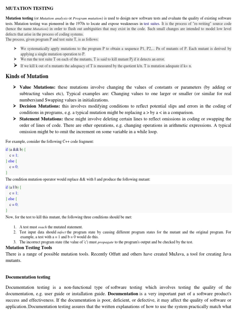 Mutation Testing | PDF | Software Testing | Areas Of Computer Science