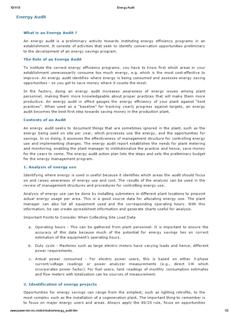 What Is An Energy Audit ? | PDF | Efficient Energy Use | Energy Conservation