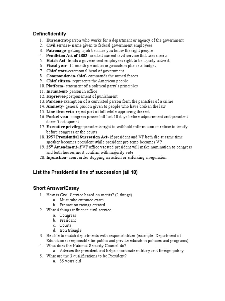 Executive Branch Overview and Succession | PDF | Presidents Of The ...